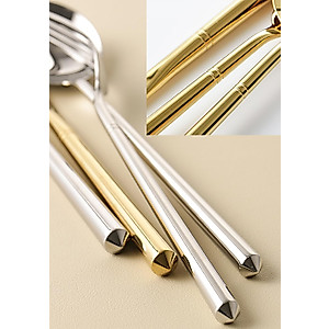 Thomaso 30 Piece Gold Silverware Set for 10,18/10 Stainless Steel Premium Cutlery With Unique Tapered Handles Design,Gold Spoons and Forks Set,Gold Plated Kitchen Utensil Set,Dishwasher Safe