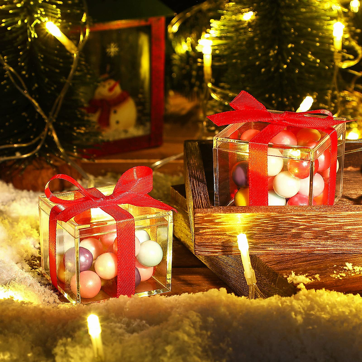 12 Pieces Clear Acrylic Plastic Square Cube Small Acrylic Box Acrylic Storage Containers with Lid Stackable Cube Containers Acrylic Container with Lid for Candy Jewelry Display (2.2 x 2.2 x 1.8 inch)