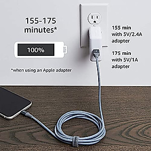 Amazon Basics USB-A to Lightning Charger Cable, Nylon Braided Cord, MFi Certified Charger for Apple iPhone 14 13 12 11 X Xs Pro, Pro Max, Plus, iPad, 10,000 Bend Lifespan, 6 Foot, Dark Gray
