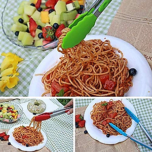 Premium Kitchen Tongs with Silicone Tip,Mini Metal Cooking Tongs 7 Inch Serving Tongs,Non-Stick,Stainless Steel,Heat Resistant Locking Cooking Tongs for Cooking,Barbecue,Salad,Grilling,Frying(3pcs)