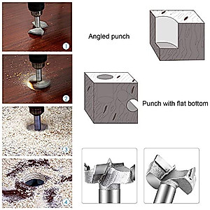 ASNOMY 5PCS Large Size Forstner Drill Bit Boring Woodworking Hole Saw Set, 40/45/50/60/70mm Carbide Steel Hinge Cutter Tool Kits for Wood Plastic Plywood(Large Size)