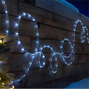 Solar Outdoor Rope Lights, 66ft 200leds Solar Powered Rope Lights Outdoor, 8 Modes Dimmable/Timer Remote String Light 3.7V/1200mAh Rope Solar Lights Outdoor Waterproof for Garden Decor, White