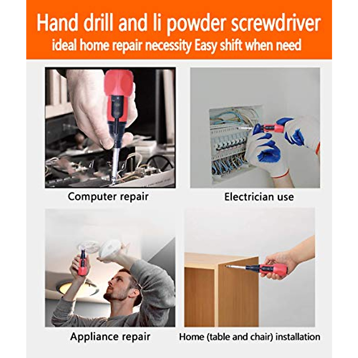 Jiahe Cordless Screwdriver, Electric Rechargeable Screwdriver 3.6V 800mAh Li-ion with Battery Indicator LED light with 12 Free Accessories for Home DIY,Both Hand and Mini Cordless Screwdriver Drill