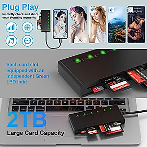USB C Multi Card Reader, SD/TF/CF/XD/MS Type-C 5Gps High Speed 7-in-1 XD Picture Card Reader for SDXC SDHC TF Micro SD CF MS MMC Card, Sony Memory Stick Pro Duo Adapter Read 5 Cards Simultaneously