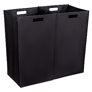 Internet's Best Collapsible Laundry Hamper - Set of 2 - Dirty Clothes Sorter with Handles - Magnetic Side - Easy Storage - Folding - Black