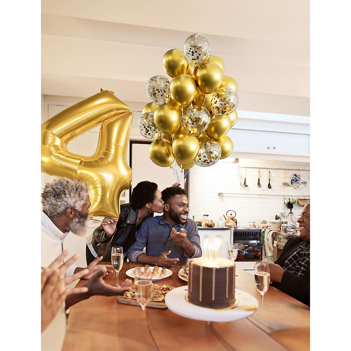 Adeyoo Metallic Gold Party Balloons,60pcs Gold Confetti Balloons Set,12 Inch Natural Latex Balloons Sparkle Balloons Metallic Balloons with Ribbon for Birthday Graduation Anniversary Party Decorations