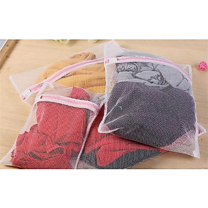 Mesh Laundry Bags for Washing Machine, White Zipped Net Underwear Washing Bag for Delicates Bra Lingerie Socks Tights Bags Shoes