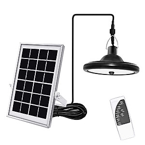 JACKYLED Solar Shed Light Motion Sensor,Solar Pendant Light Indoor Outdoor Solar Security Light with Remote Control 16.4Ft Extension Cord for Home Chicken Coop Garage Barn, Cool White