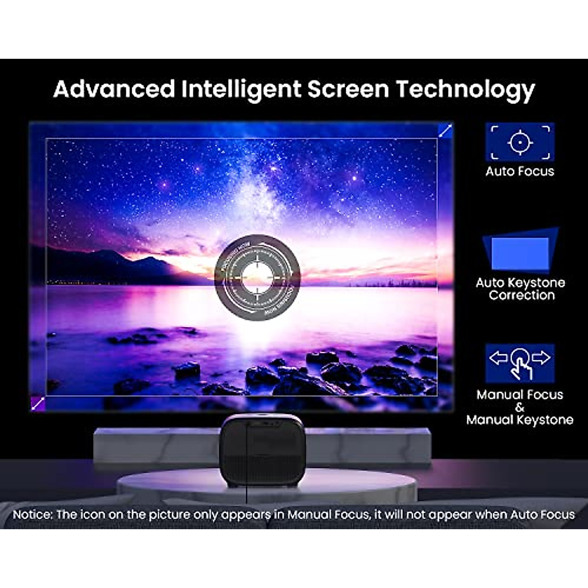 ETOE 1080P Smart Projector, Video Projector with Android TV 10.0, Auto Focus, Auto Keystone, Dual 10W Speakers, Netflix-Certified, Chromecast, WiFi Bluetooth, 4K Supported Projector with Carrying Case