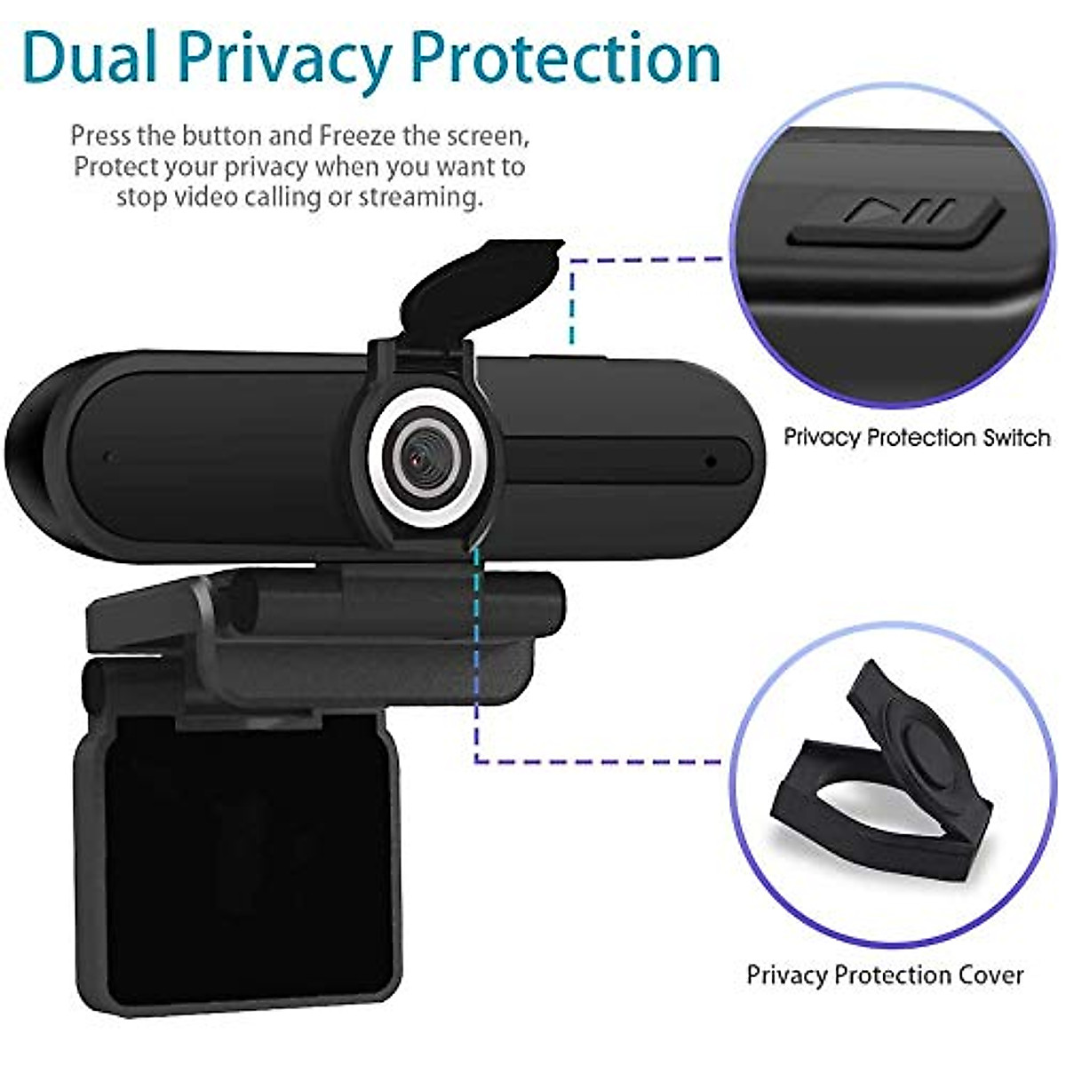 4K Webcam, HD Webcam 8MP- Laptop PC Desktop Computer Web Camera with Microphone, USB Webcams for Video Calling Recording Streaming Video Conference, Webcam with Mini Tripod,Privacy Shutter.