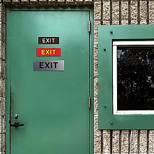 All Quality Basic Exit Wall or Door Sign - Simple & Clear To Ensure Safety | Easy to Install - Black/Silver - Large (1 Pack)