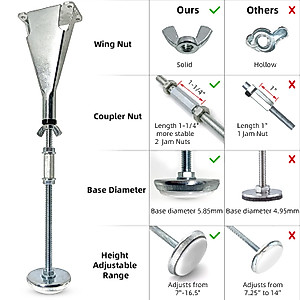 2PCS Adjustable Bed Center Slat Support Leg,Bed Frame Glide Legs,Center Support Leg for Bed Frame(7"-16.5")