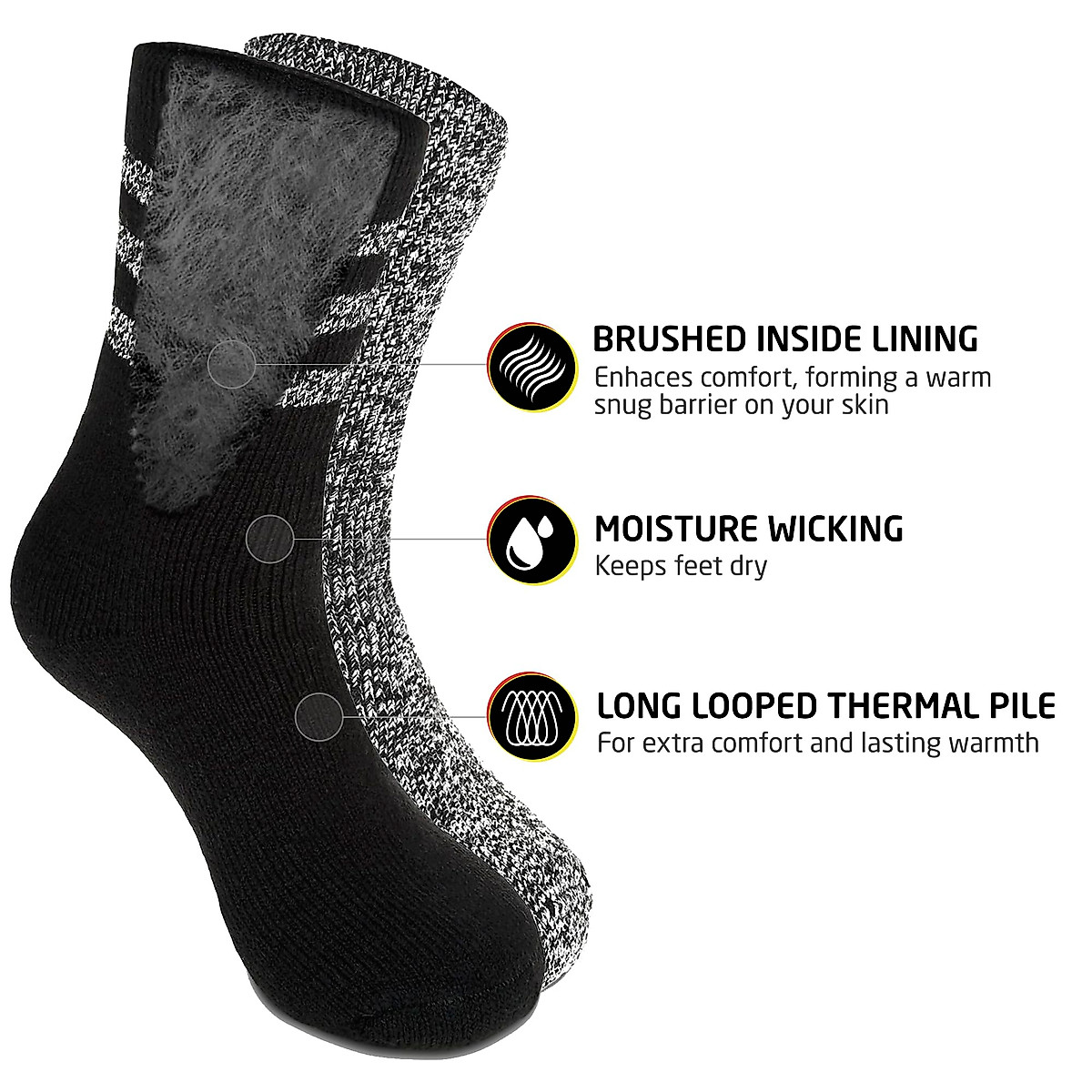 Hot Feet Men's 2 Pairs Heavy Thermal Socks