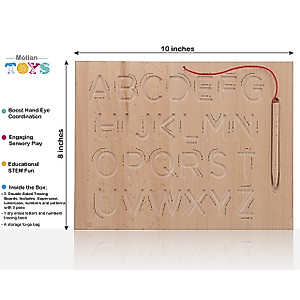 Motlan Montessori Wooden Alphabet & Numbers Tracing Board w/Dry Erase Book Bonus | Wood Letter Tracing- 2 Double-Sided Boards - for Toddlers and Preschool