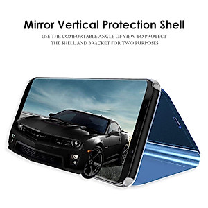 AIsoar Compatible/Replacement fit Galaxy J7 2018 Case, Cover Mirror Smart Clear View Window Flip Case Slim Multi-Function Mirror Case S-View Stand flip Folio Full Body Protection Cover (Silve