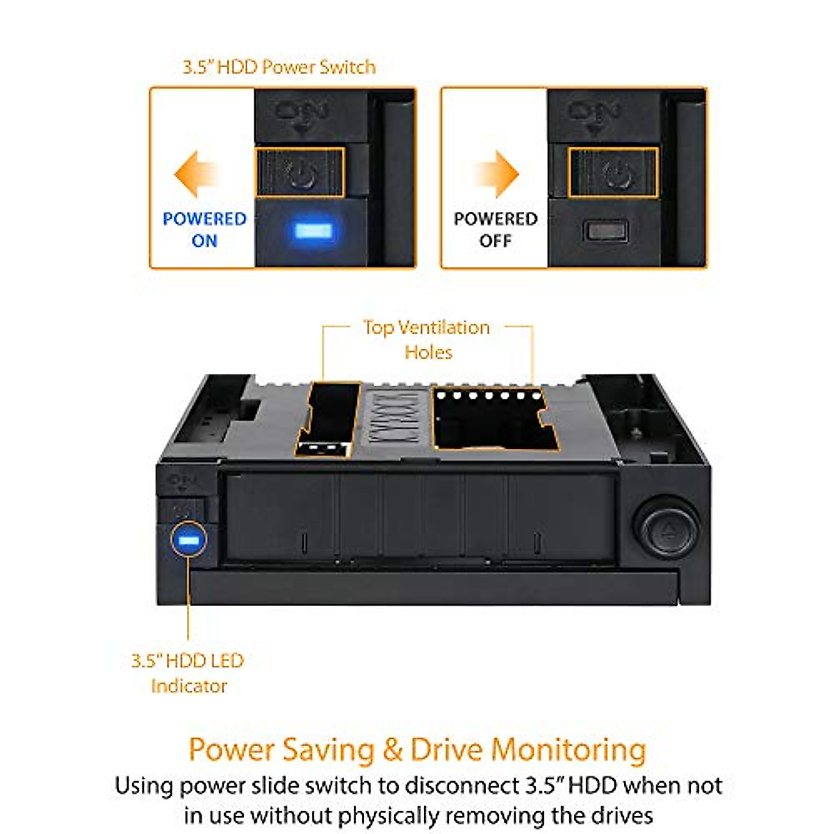 ICY DOCK Tool-Less 3.5” SATA HDD Mobile Rack and Ultra-Slim 9.5mm ODD Bay for External 5.25” Bay | DuoSwap MB971SPO-B (3.5" HDD + ODD)