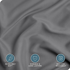 Bare Home Duvet Cover - Queen Size Bedding Set - Premium 1800 Super Soft Collection - Lightweight, Cooling - Soft Breathable Duvet Cover (Queen, Grey)
