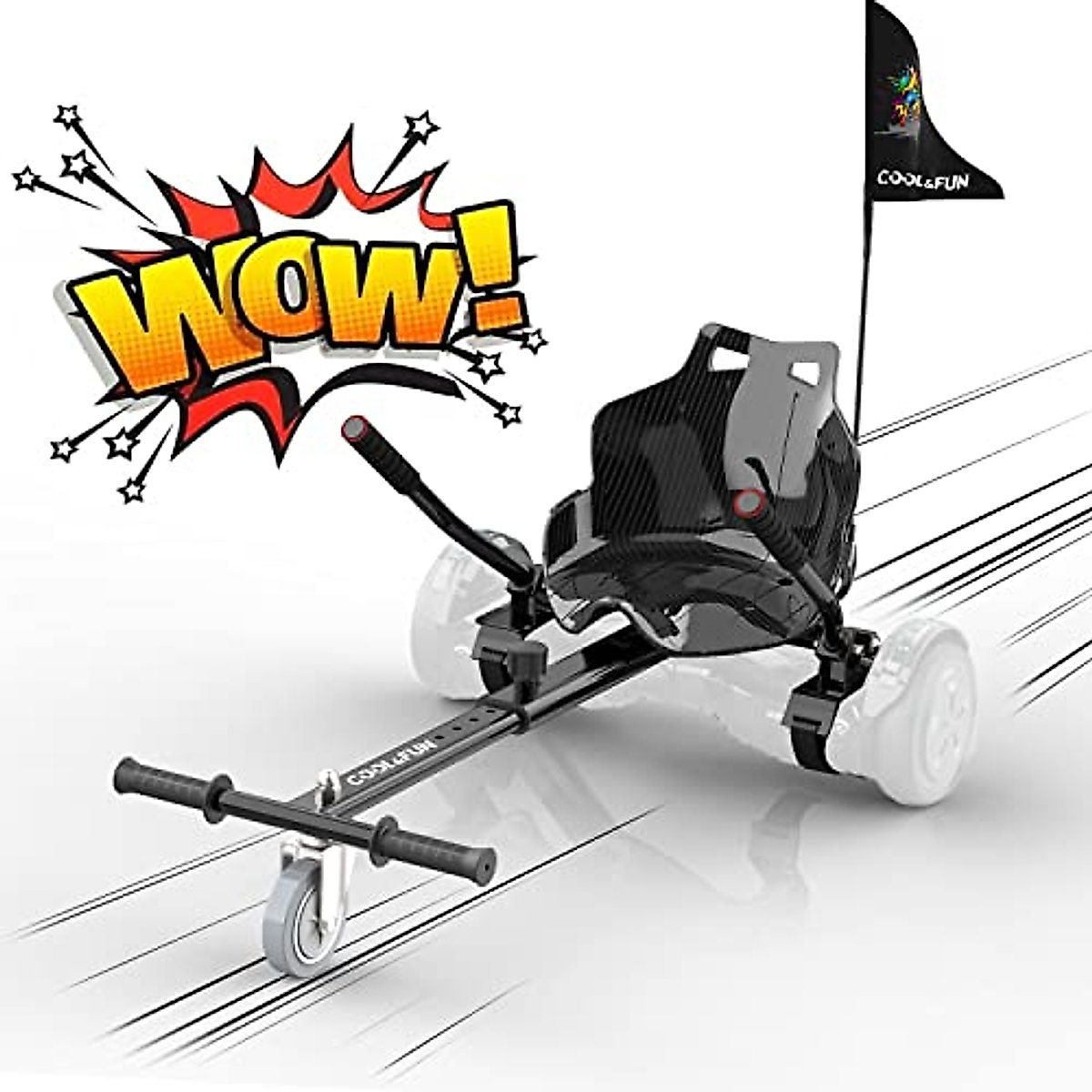 COOL&FUN Hoverboard Seat Attachment Go Kart Adjustable Frame Length Accessory for 6.5''8''10',Hoverboard Accessories for self Balancing Scooter
