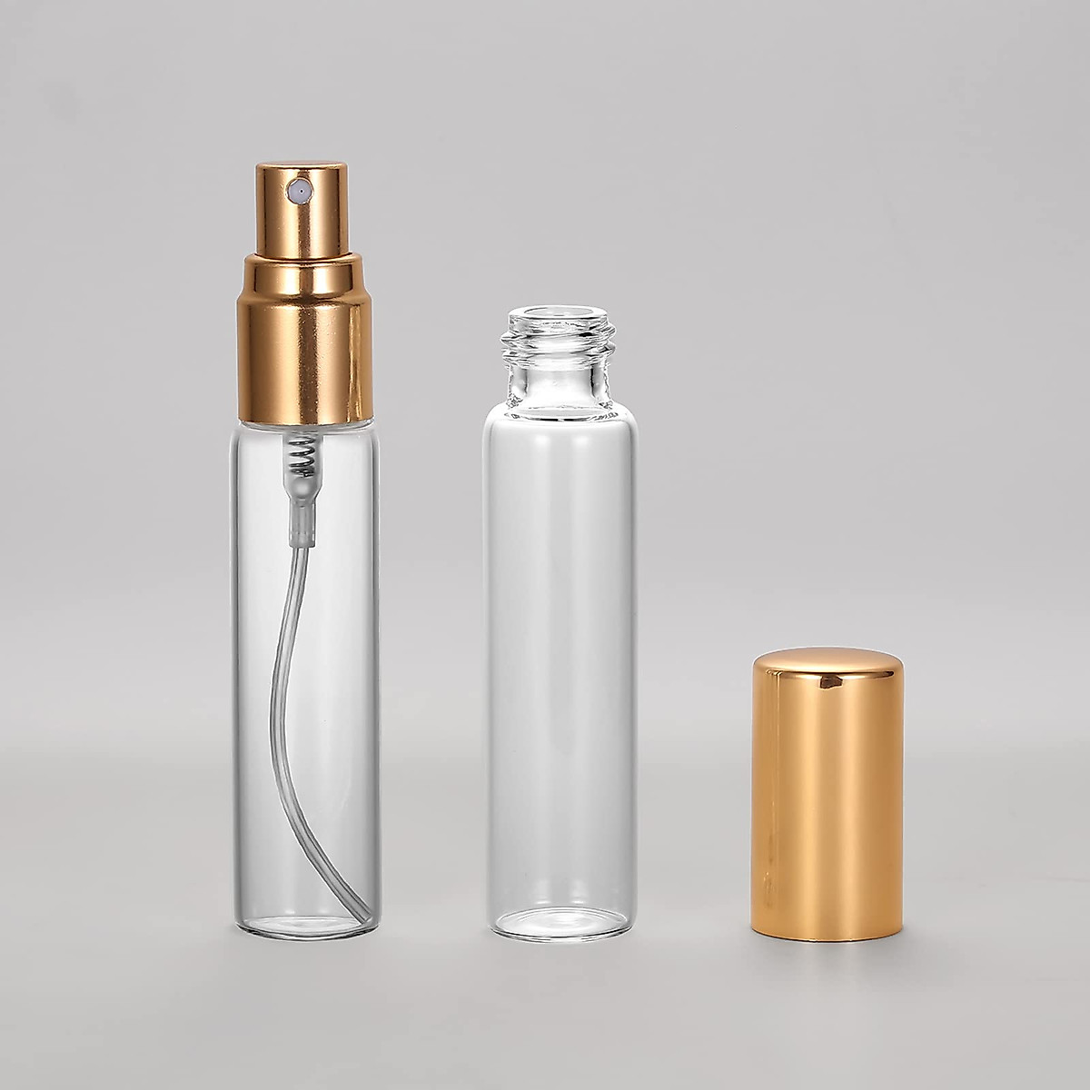 ZbFwmx 20 Pack Set 10ML Protable Refill Bulk Atomizer Spray Travel Perfume Bottle Hydrating Empty Bottle (Gold Caps)