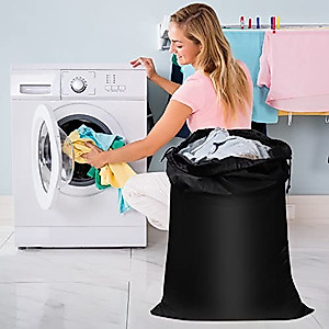 2 Pack Laundry Bags Extra Large Heavy Duty, YOGINGO 28 '' × 45'' Drawstring Nylon Laundry Bag, Durable and Tear Resistant Fabric, Large Capacity, Ideal for Camp, Travel, Laundromat or College Dorm（Black）