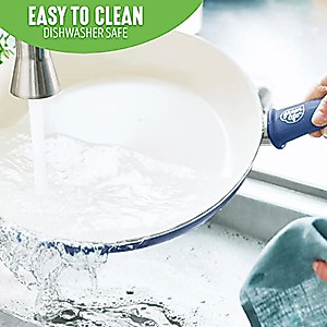 GreenLife Soft Grip Healthy Ceramic Nonstick, 8" 10" and 12" Frying Pan Skillet Set, PFAS-Free, Dishwasher Safe, Blue