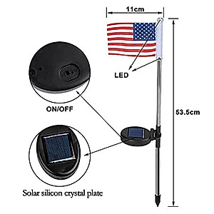 Garden Solar Lights Outdoor, 1 Pack Solar American Flag Solar Garden Stake Lights, Outdoor Waterproof Patriotic Lights for 4th of July, Independence Day, Memorial Day, Patio Yard Decoration (1PC)