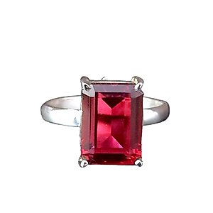 Pink Tourmaline Ring, Boho Ring, 925 Solid Sterling Silver Ring, Tourmaline Quartz Ring, Ring for Women, Handmade Jewelry, Statement Ring, Gift for Her (925 Solid Silver, 8)