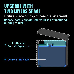 BestEvMod for F150& Lightning Center Console Organizer,Insert Center Console Safe Box Tray Only Fit Installed OEM Safe Box Vault Compatible with 2021-2023 Ford F150 F-150 Lightning Accessories (Black)