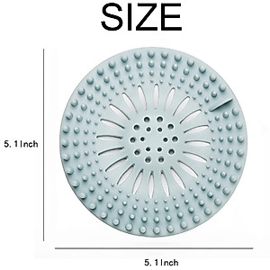 JHXTZ Shower Drain Hair Catcher, Silicone Hair Stopper, 2PC Durable Shower Drain Covers Suit for Bathroom Bathtub and Kitchen(Blue & Gray)