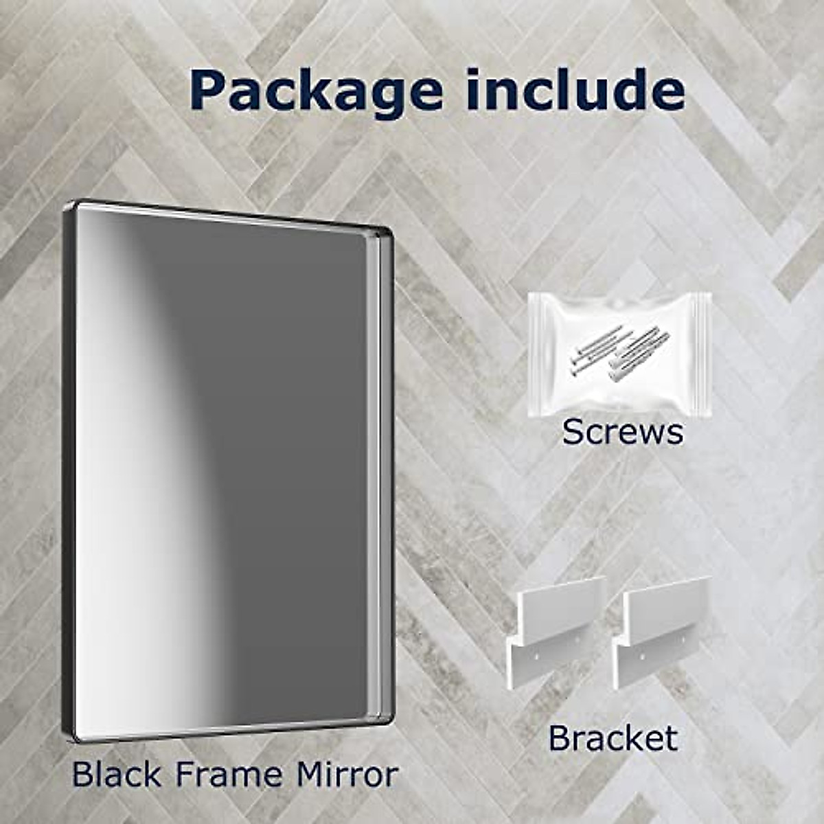 ISKM Black Bathroom Mirror for Wall 48" x 32" Matte Black Framed Vanity Mirror Anti-Rust Tempered Glass Hangs Horizontal or Vertical