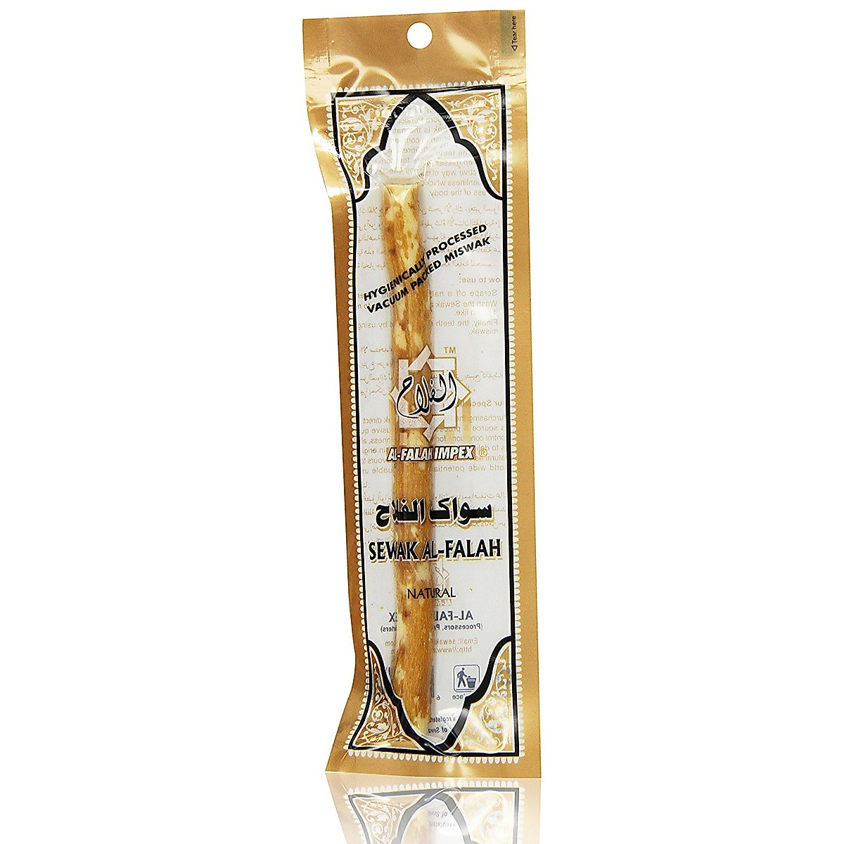 Miswak Stick - Sewak Al-Falah - Hygienically Processed and Vacummed Packed - Box of 60 Individual Sticks,60 Count (Pack of 1)