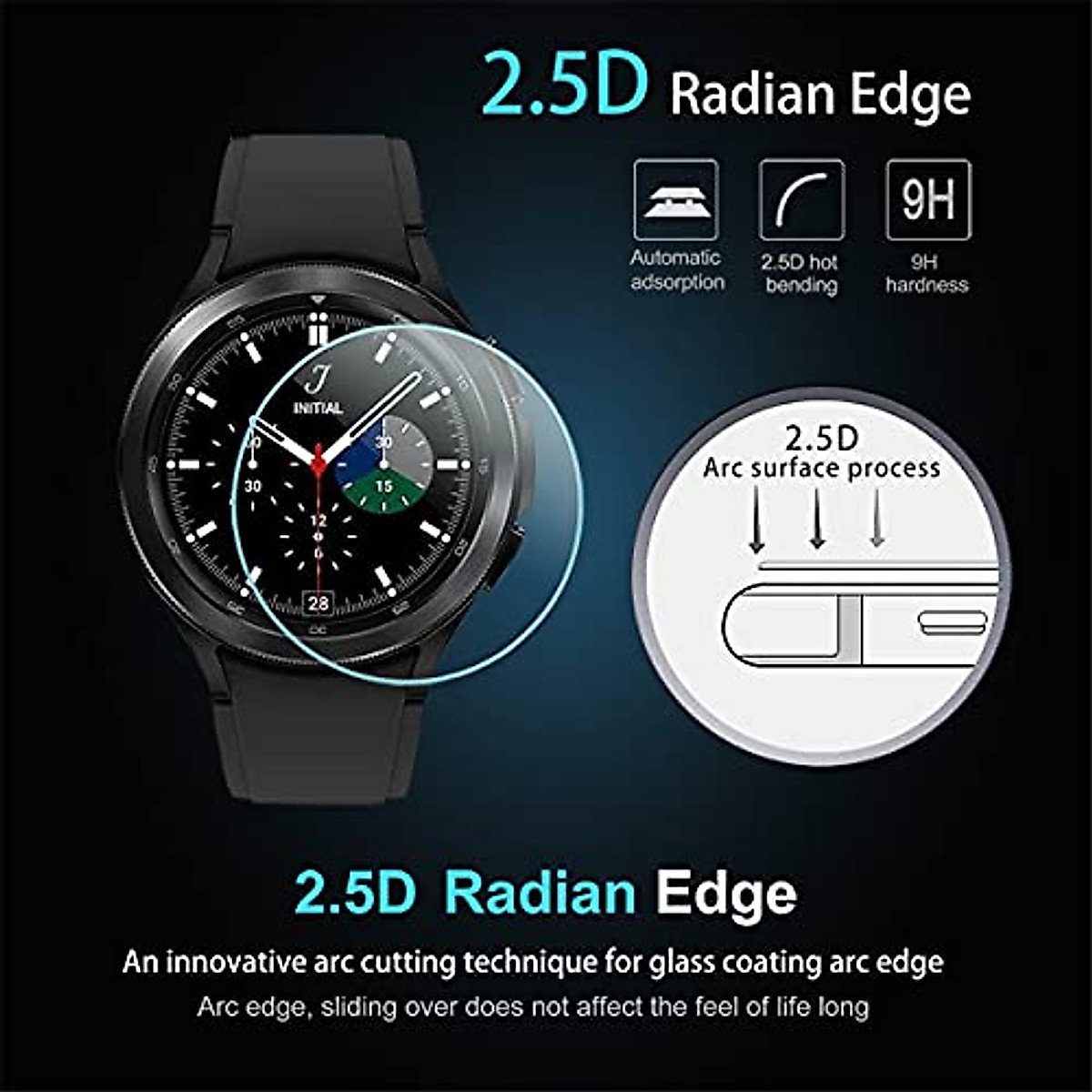 Suoman 4-Pack for Samsung Galaxy Watch 4 Classic 46mm Tempered Glass Screen Protector for Galaxy Watch 4 Classic 46mm Smartwatch [2.5D 9H Hardness] [Anti-Scratch]