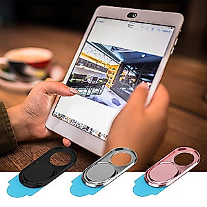 QIRG Lens Cover, 3pcs Camera Protect Sticker Webcam Protect Sticker Metal 0.7 Mm Thickness with Wide Compatibility for Tablets(Silver and Black Powder Mixed Color)