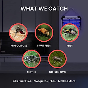 COKIT Bug Zapper Indoor, Powerful 20W Electric Indoor Insect Killer, Bug Zapper, Fly Zapper, Mosquito Killer for Home Kitchen Garage Patio, 2 Extra Replacement Bulbs (with Bug Collection Tray)