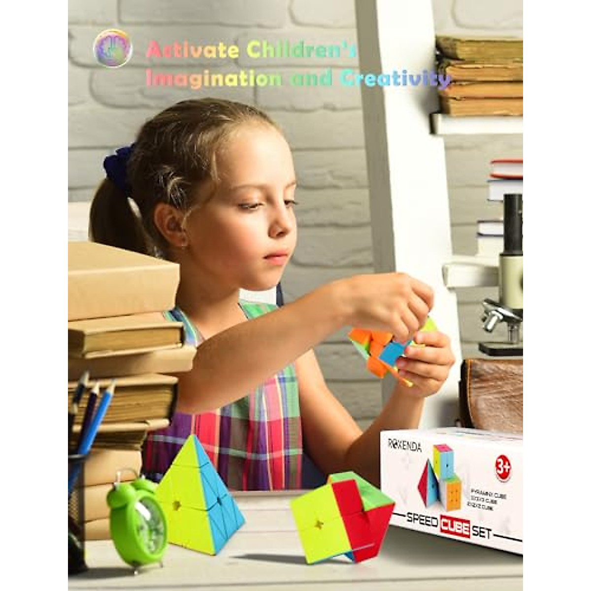 ROXENDA Speed Cube Set, Magic Cube Set of 2x2x2 3x3x3 Pyramid Cube Smooth Puzzle Cube (Stickerless)