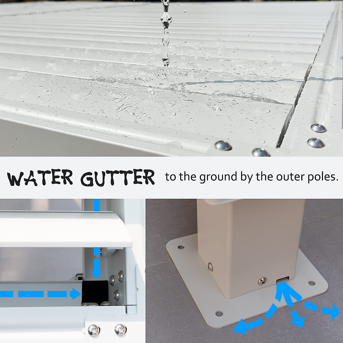 Kozyard Elizabeth Outdoor Louvered Pergola Sun Shade Aluminum Pergola Rainproof Gazebo with Adjustable Roof for Outdoor Deck Patio Garden Yard (12' x 14', White)