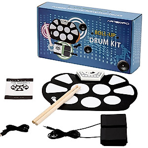 Artempo Portable Roll Up Drum Electronic Drum Pad with Drum Sticks – Foldable, USB MIDI Connection, Record Function