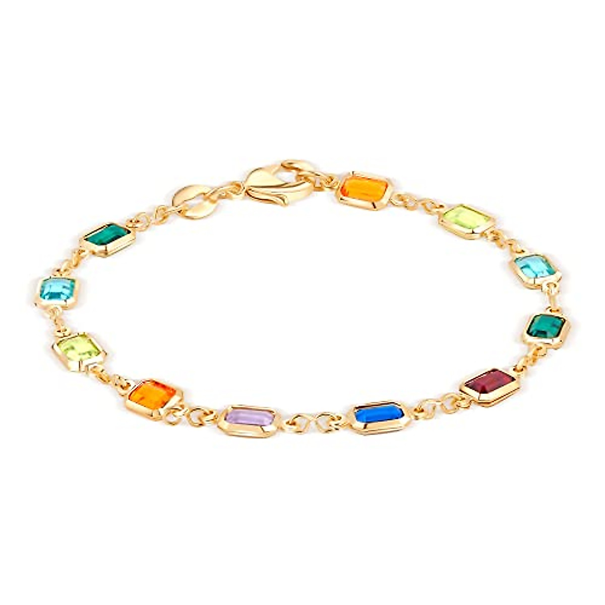 Barzel 18K Gold Plated Dark Multicolor Square Crystal Bracelet