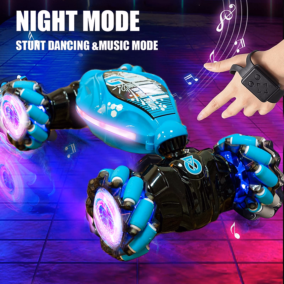 KunisJoy 1:14 Large Remote Control Car for Boys - Hand Controlled All Terrain Monster Truck with 360° Flips, Lights and Music for Ages 4-12