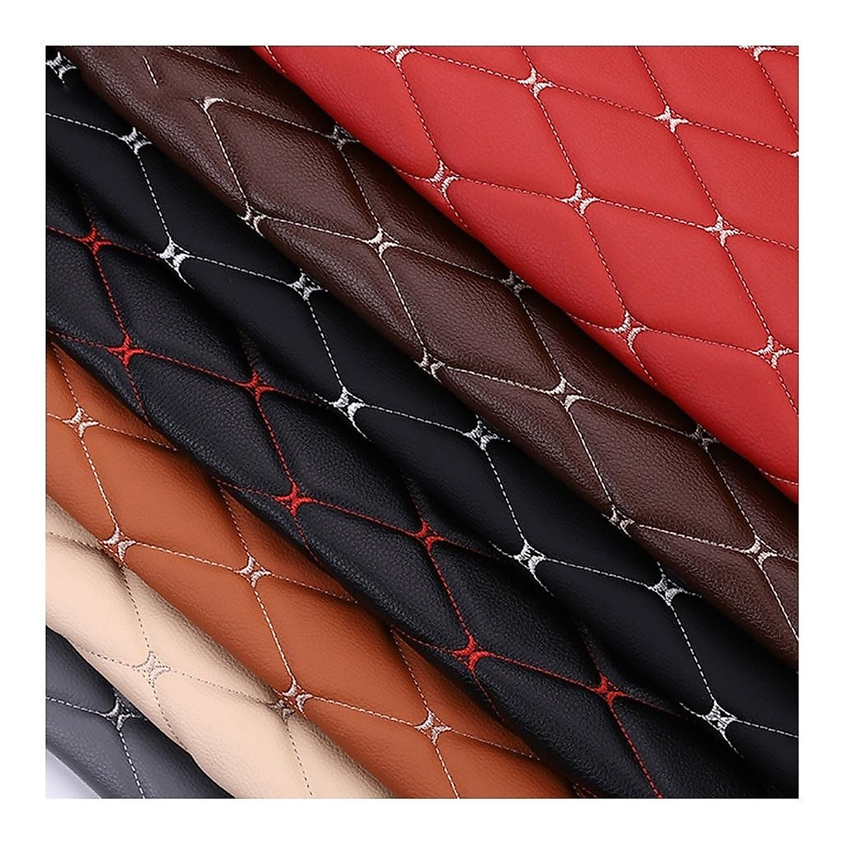 Quilted Faux Leather Vinyl PVC Leather Fabric Waterproof Faux Leather Fabric Quilted Leather Diamond Stitch Padded Cushion Linen Wadding Backing Upholstery 1.6x1m(Colour: Black 2) (Color : Black 2,