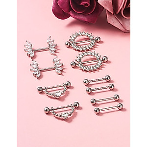 Vqoxaggi 14G Nipple Rings for Women Surgical Steel VXG0002 0