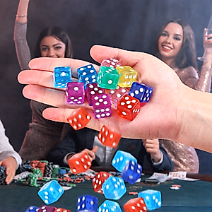 Yinsun 40 Pieces 16mm Dice Set 6-Side Standard Game Dice Set for Board Game, Teaching Math - Square Corners, 8 Translucent Colors