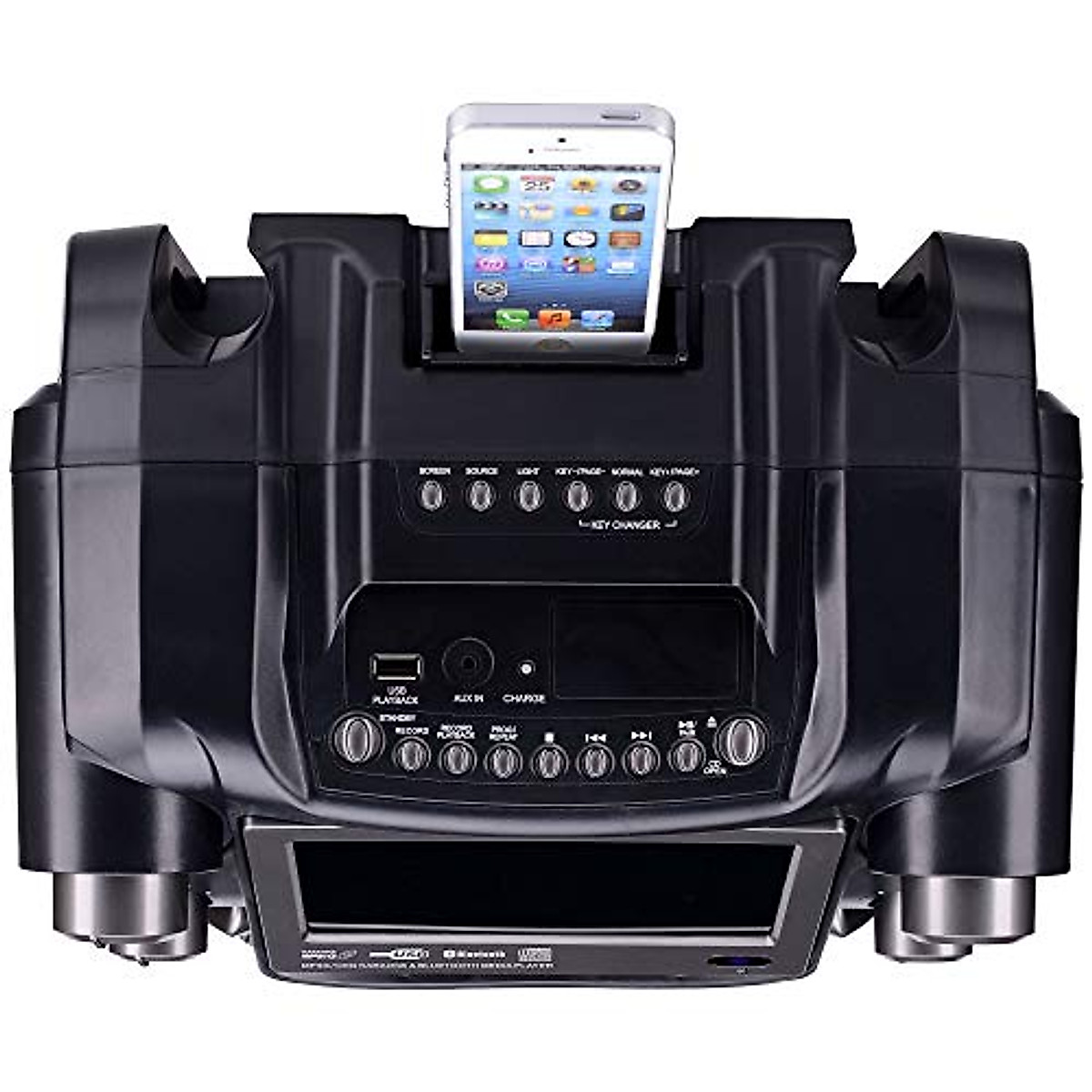 Karaoke USA GF920 Rechargeable Portable Bluetooth CDG-MP3G Karaoke Machine and PA System with 2 Microphones