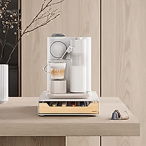 ineshi Bamboo PodStash™ - Coffee Pod Storage Drawer/Holder/Compatible with Nespresso Pods, 60 capacity (White)