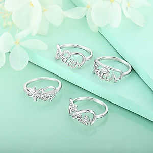 FJ Infinity Cross Ring For Women Sterling Silver Faith Ring Jesus Jewelry (Size 6)