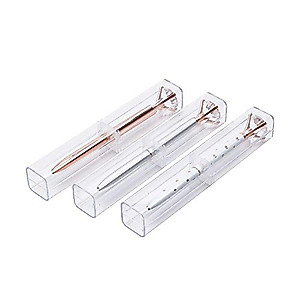 3 Pcs Rose Gold Pen with Big Diamond/Crystal ，Metal Ballpoint Pen，Rose Gold/Silver Office Supplies，Black Ink (3pcs)