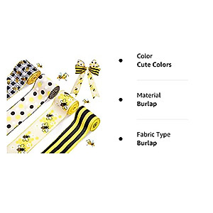 4 Rolls Wired Edge Ribbons 2.5 Inch x 24 Yards Summer Wired Ribbon Gingham Check Ribbons Stripe Ribbons for Wreath Floral Arrangements Crafts Wrapping Supplies (Bee, Cute Colors)