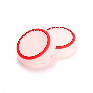Silicone Thumb Stick Grip Cap Joystick Thumbsticks Caps Cover for PS4 Xbox One PS3 Xbox 360 PS2 Game Controllers - White w/Red