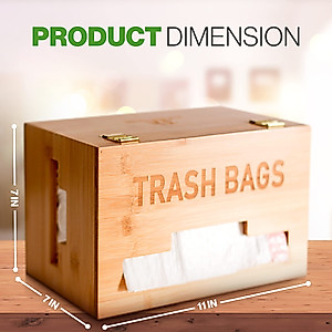 Trash Bag Dispenser – Extra Large Garbage Bag Roll Holder Storage Under Sink - Kitchen Bag Container Organizer - Includes Set of 4 Magnetic Clips