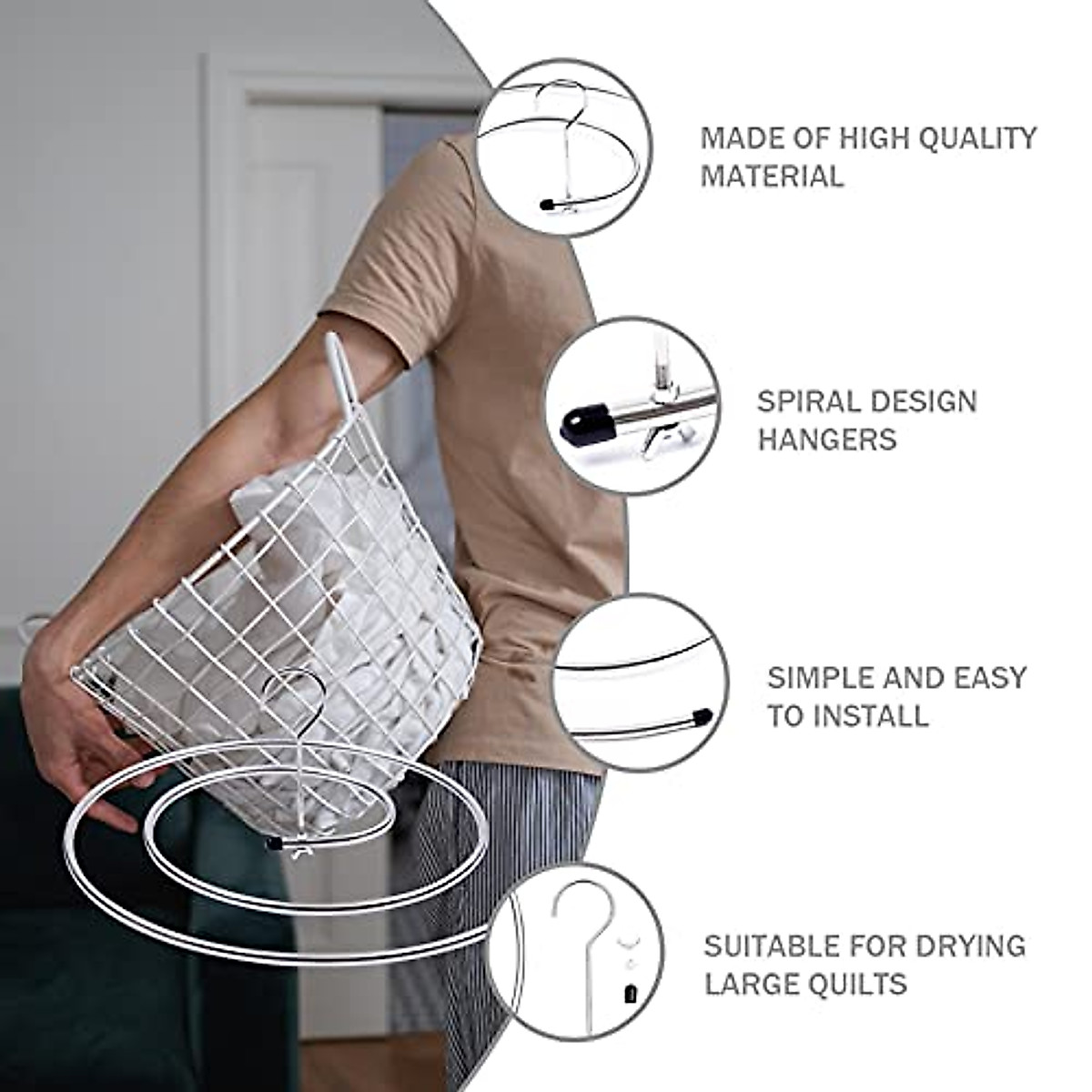 Healifty 2Pcs Clothes Drying Rack Spiral Rotatable and Space Saving Storage Hanger Drying Rack Laundry Hanger for Bed Sheet Blanket Bath Towel